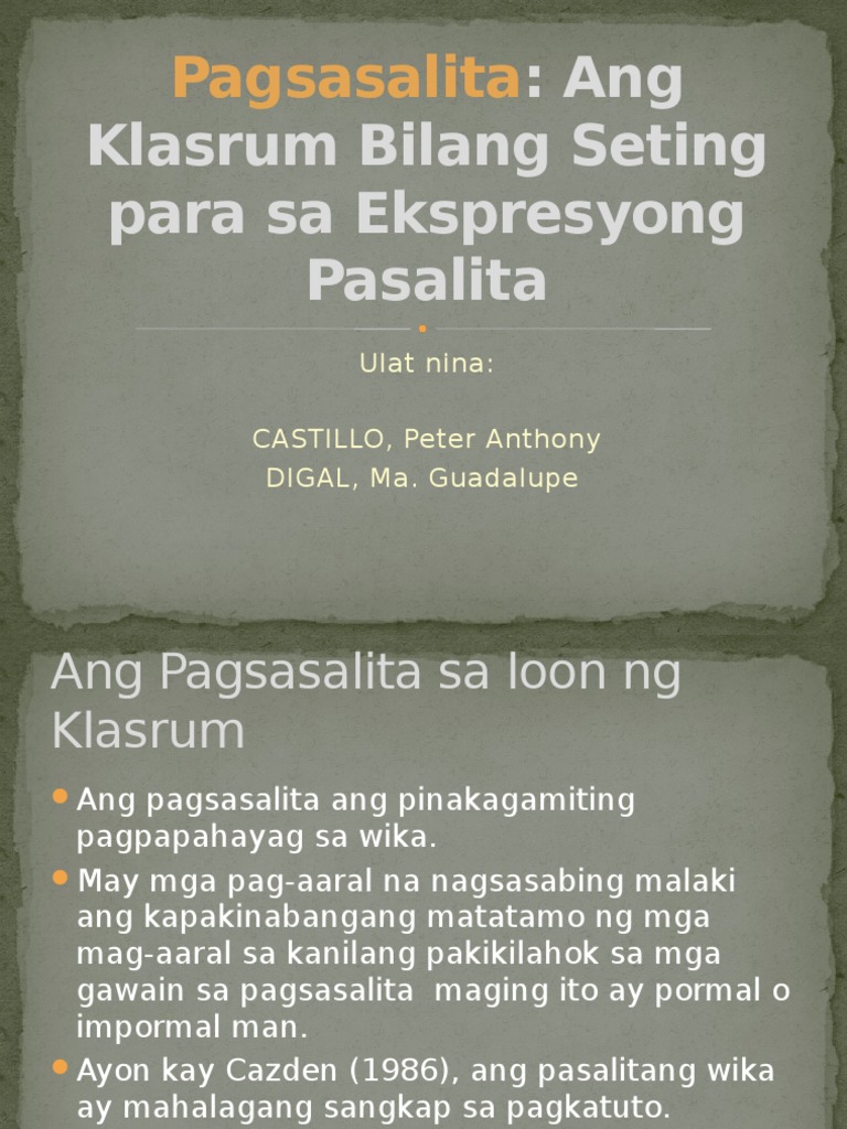 Pagsasalita | PDF