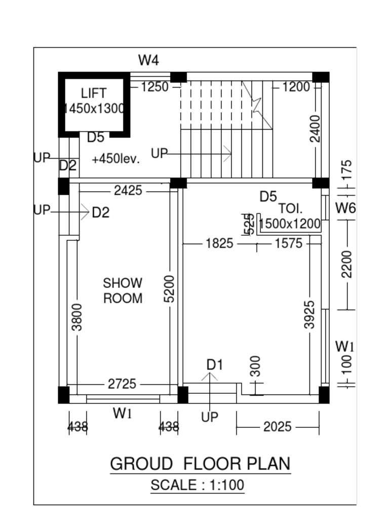 Groud Floor Plan: Lift 1450x1300 1200 1250 | PDF