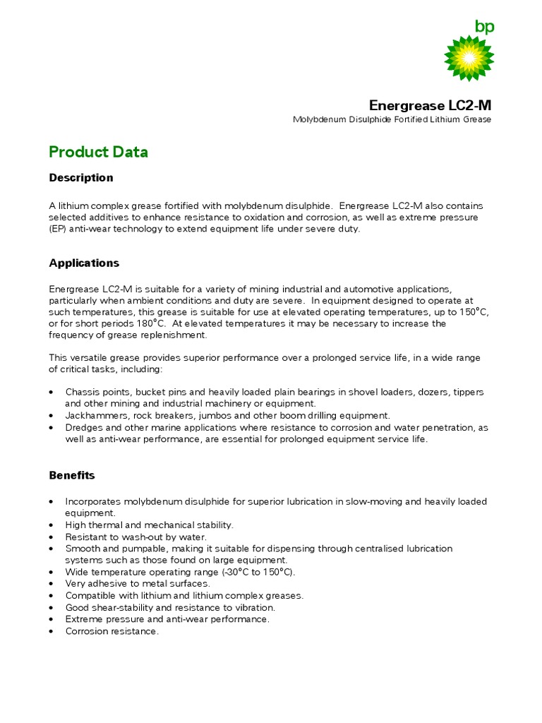 4040 Energrease LC2-M 200811 PDF | PDF | Bearing (Mechanical) | Lithium