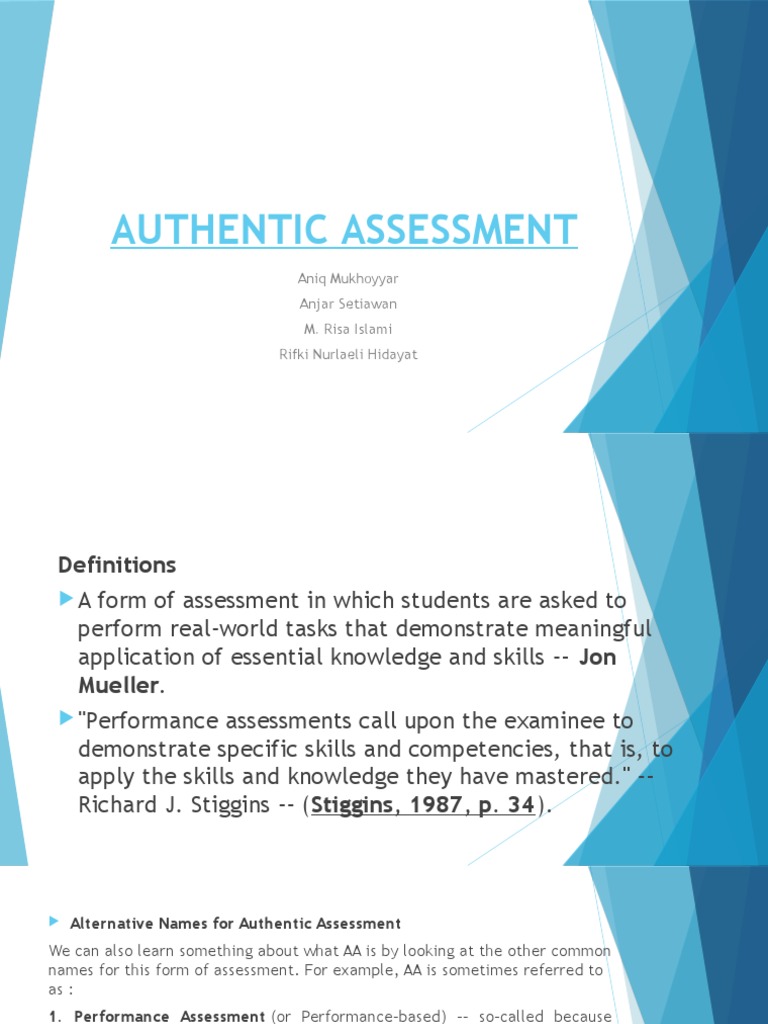 Authentic Assessment | PDF | Test (Assessment) | Neuropsychological ...
