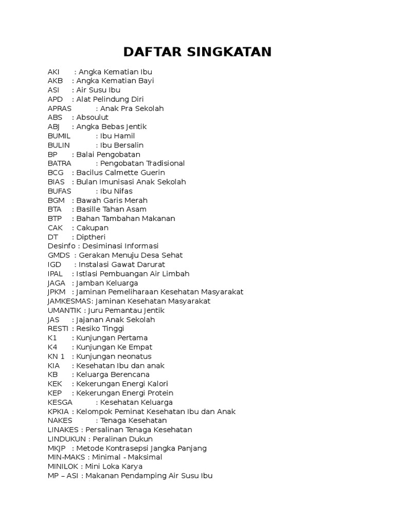 Daftar Singkatan | PDF