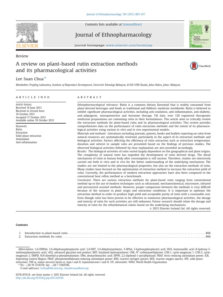 Rutin Extraction and Benefits | PDF | Adsorption | Radical (Chemistry)