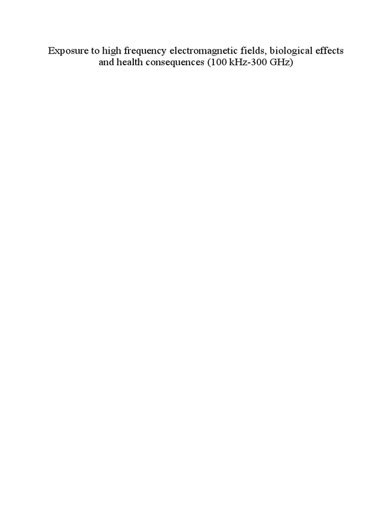 Exposure To High Frequency Electromagnetic Fields | PDF ...