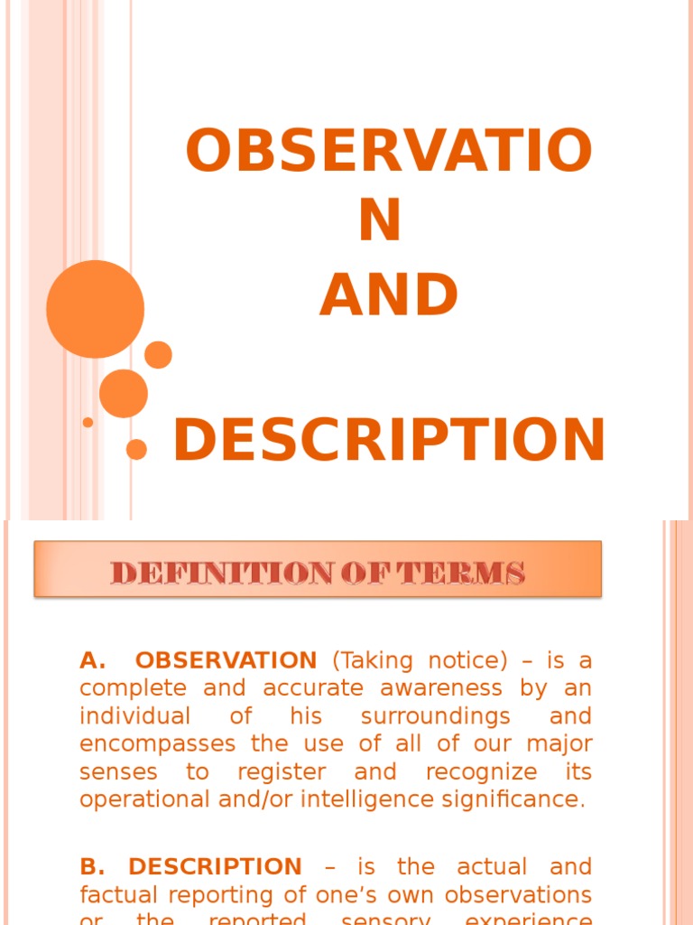 Understanding Observation, Perception, Attention, Memory and Their ...