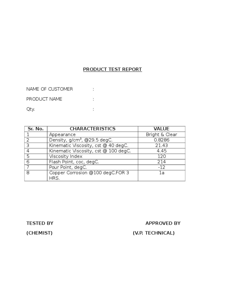 Product Test Report | PDF