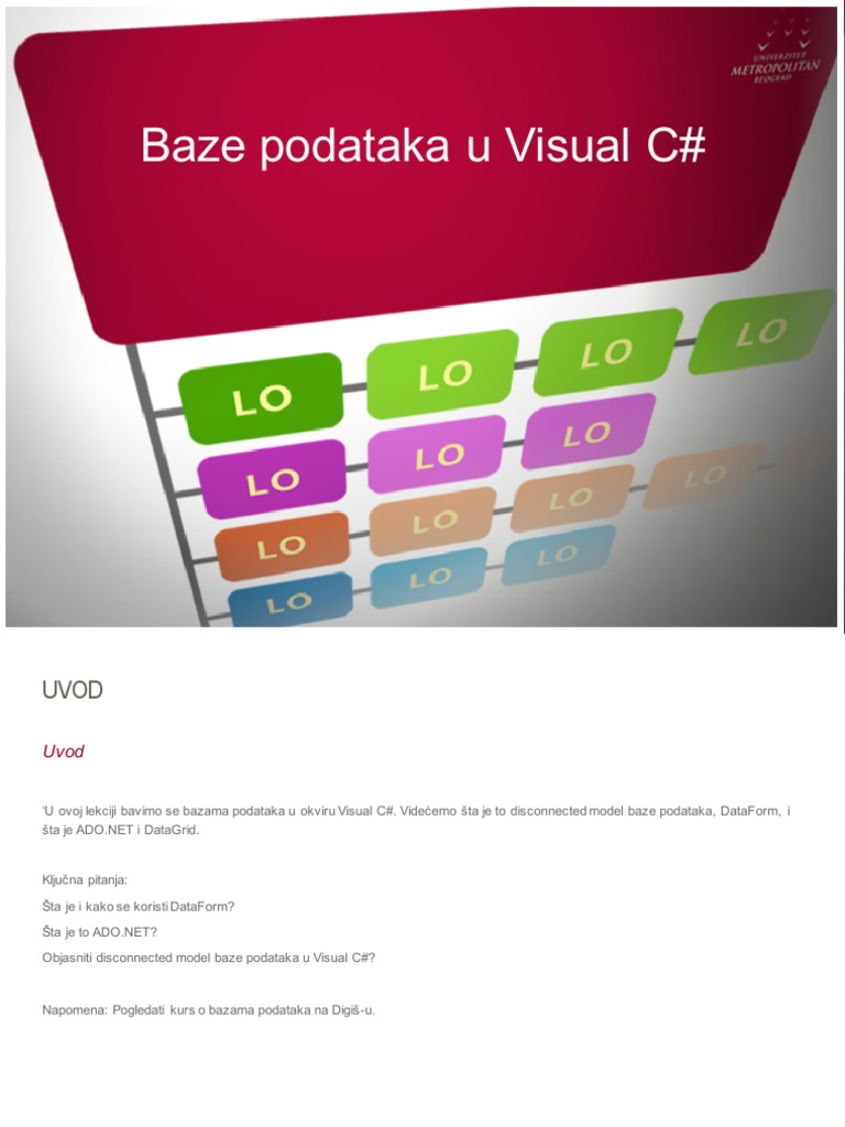 Osnove C# Programiranja - Deo Sest PDF | PDF