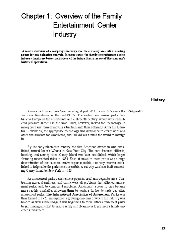 Overview of The Family Entertainment Center Industry | PDF | Amusement ...
