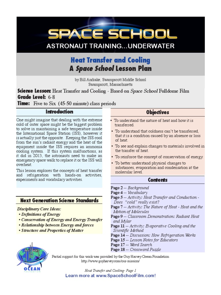 Heat Transfer Lesson Plan Space School | PDF | Heat Transfer | Air ...
