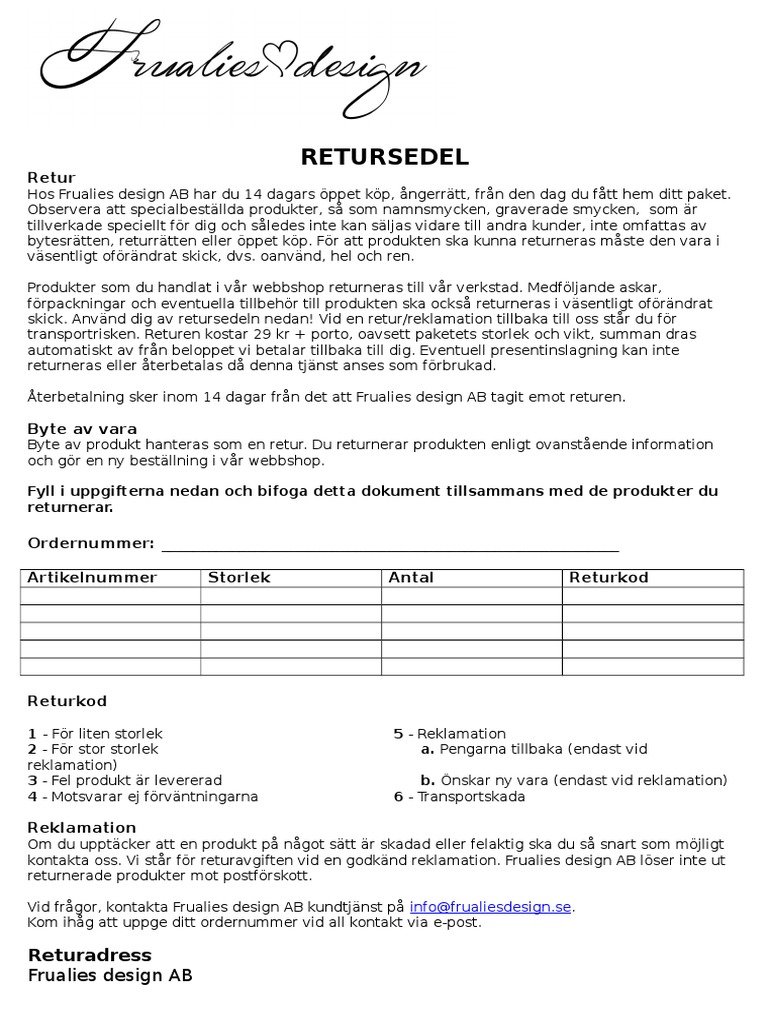 Retursedel | PDF