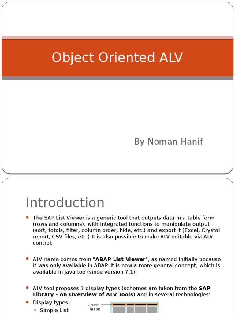 Object Oriented Approach For Alv Lists In Abap Pdf Class Computer Programming Object