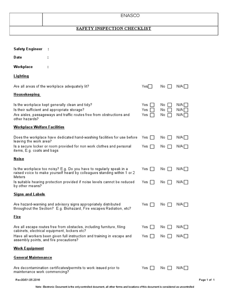 Safety Inspection Checklist | PDF | Dangerous Goods | Safety