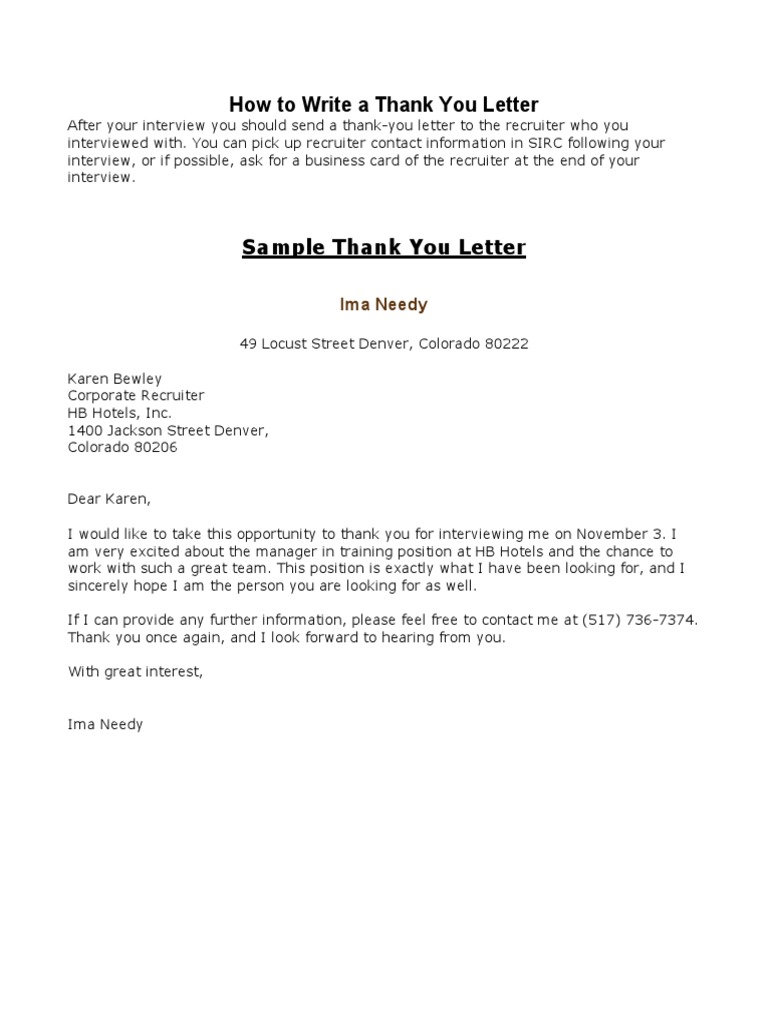 How To Write A Thank You Letter | PDF