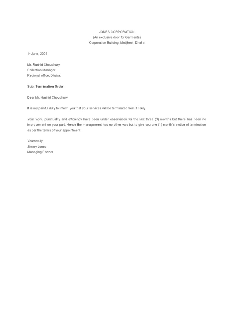 Sample of Termination Letter | PDF