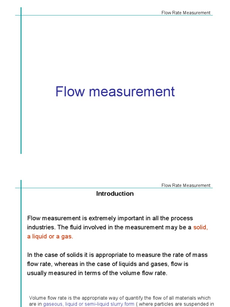 Flow Measurement | PDF | Flow Measurement | Fluid Dynamics