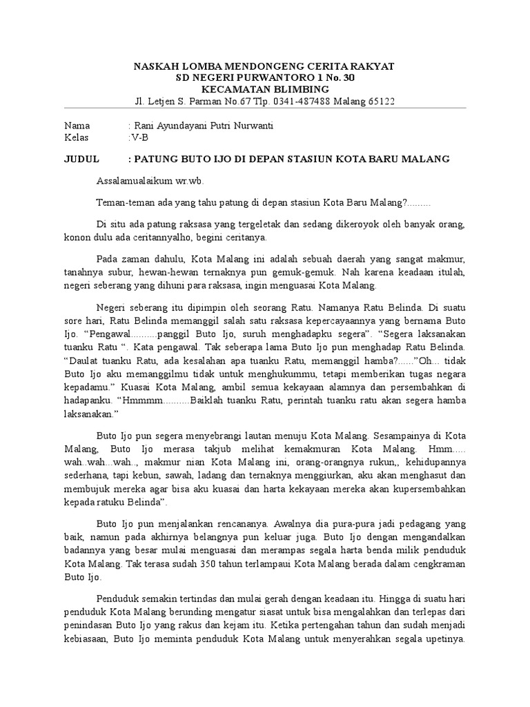 Patung Buto Ijo: Legenda Malang | PDF | Perjalanan