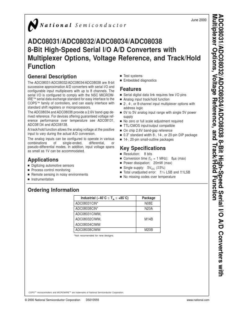 Adc0803, Adc0804 | PDF | Analog To Digital Converter | Signal ...