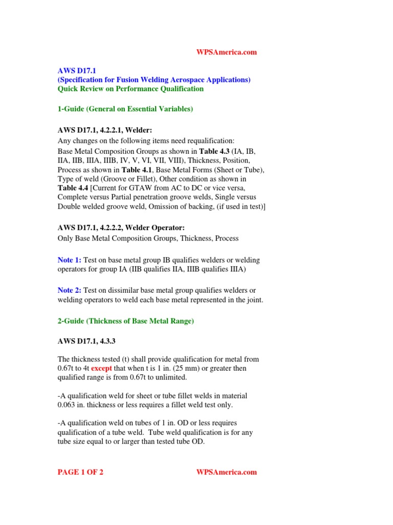 AWS D17.1 WPQR Guides.pdf | Metalworking | Welding