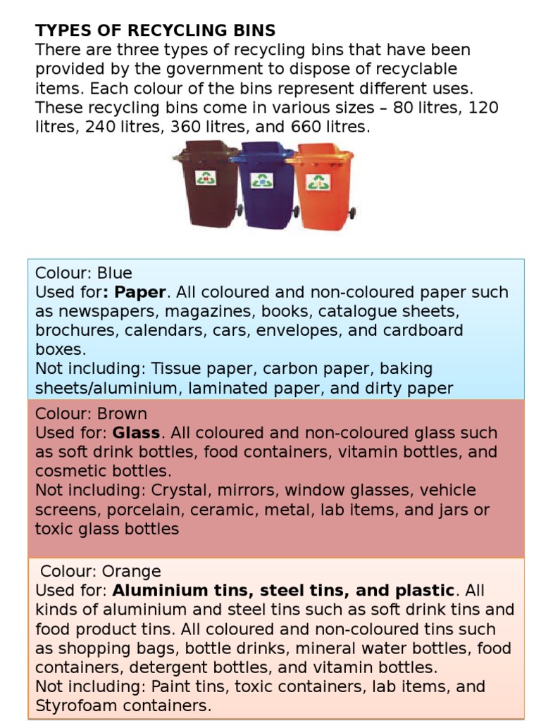Types of Recycling Bins | PDF