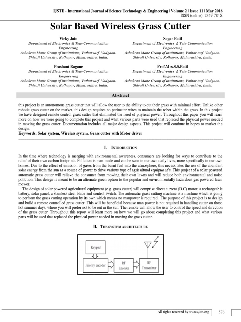 Solar Based Wireless Grass cutter | Arduino | Electronic Engineering