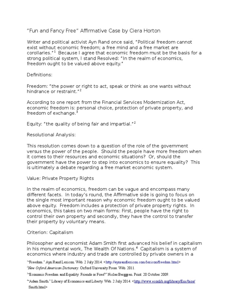 "Fun and Fancy Free" Affirmative Case by Ciera Horton | PDF | Economic ...