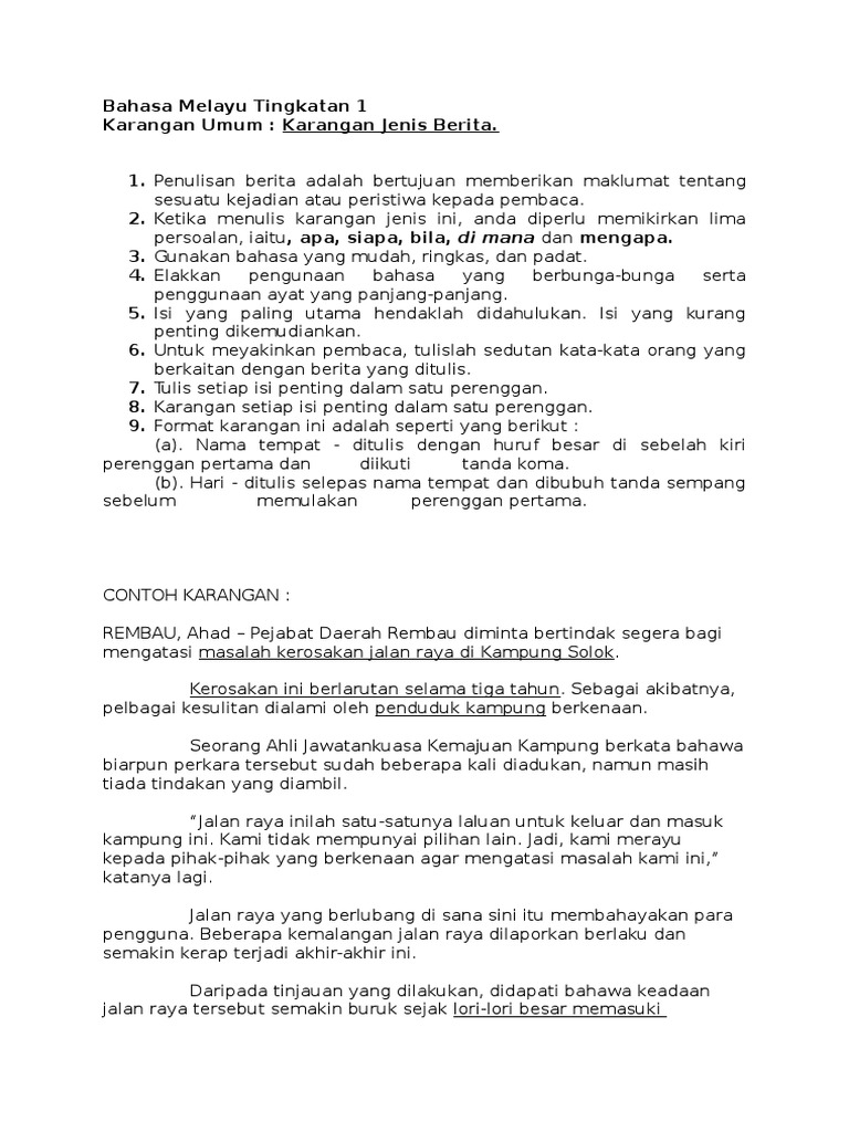Karangan Jenis Berita | PDF