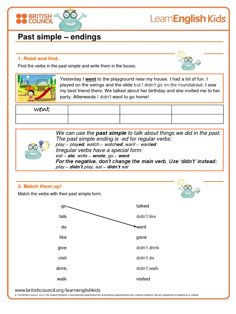 Grammar Games Past Simple Endings Worksheet | PDF