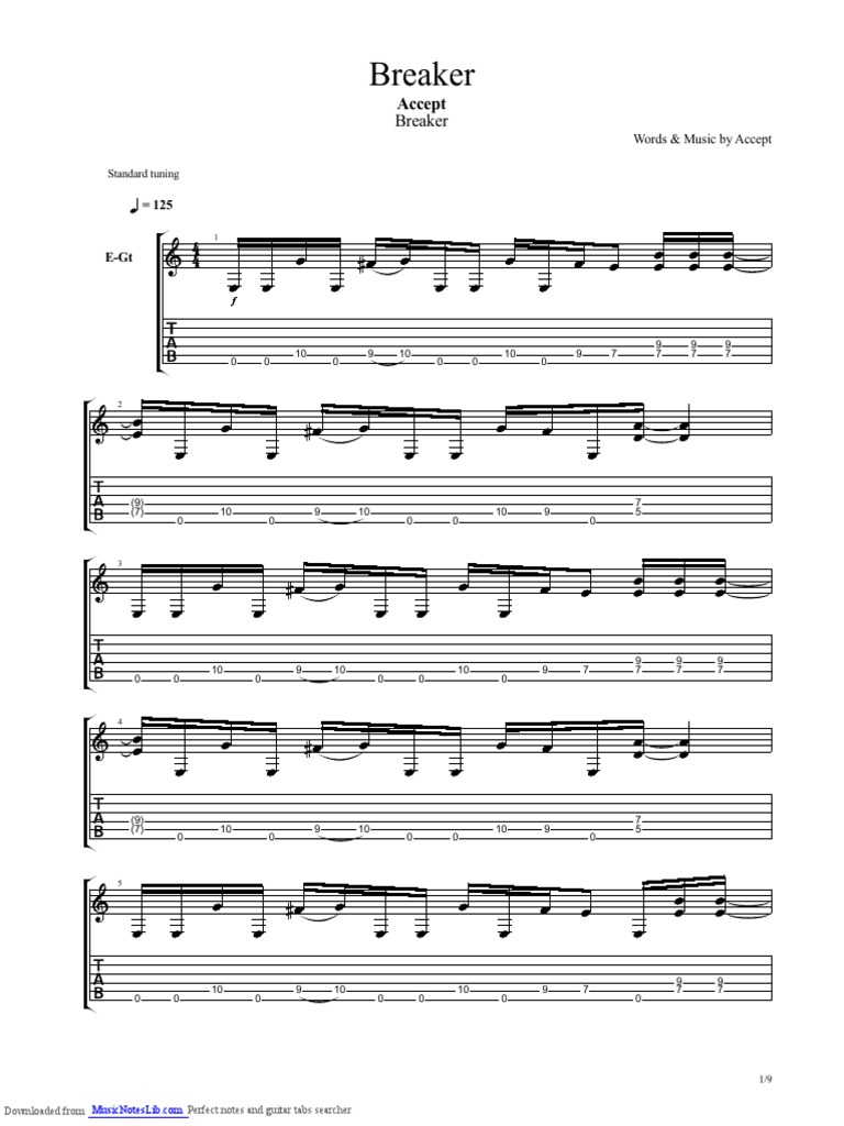 Accept Breaker | PDF | Musical Notation | Musical Compositions