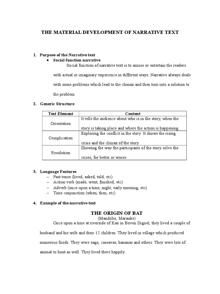 The Material Development of Narrative Text | PDF | Narrative | Morphology