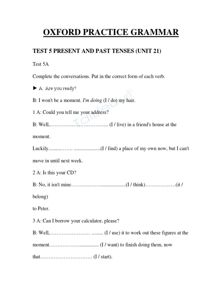 Oxford Practice Grammar Test 5 7766 | PDF | Ellipsis | Leisure