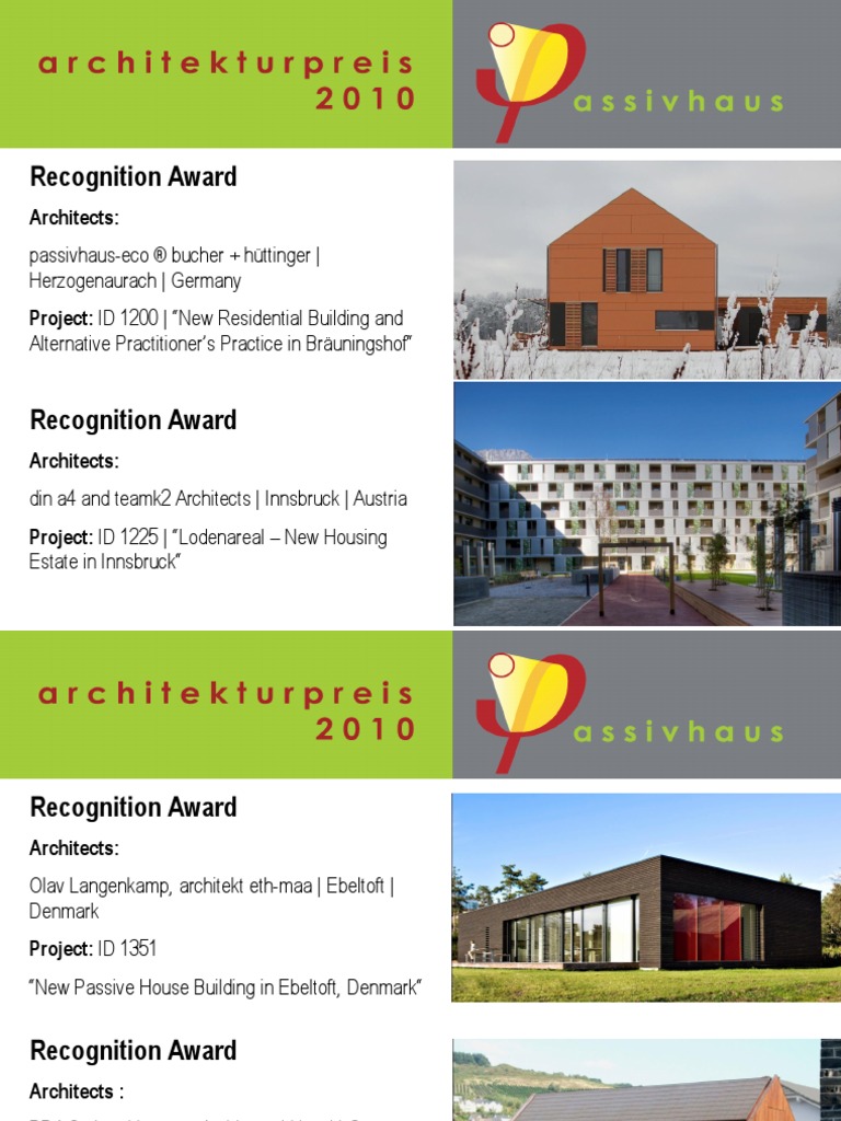Architecture Award Passive House 2010 | PDF