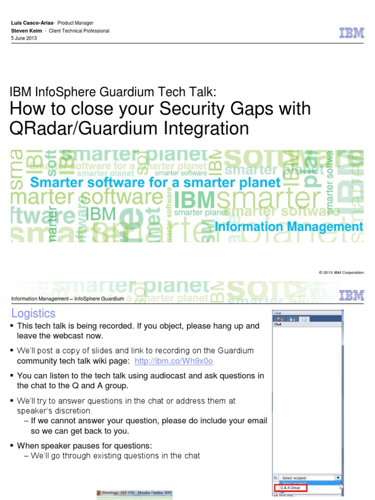 Guardium-QRadar Integration Techtalk 060513 | PDF