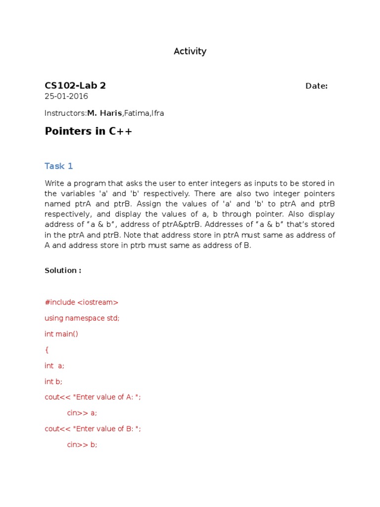 Lab 02 Solution | PDF