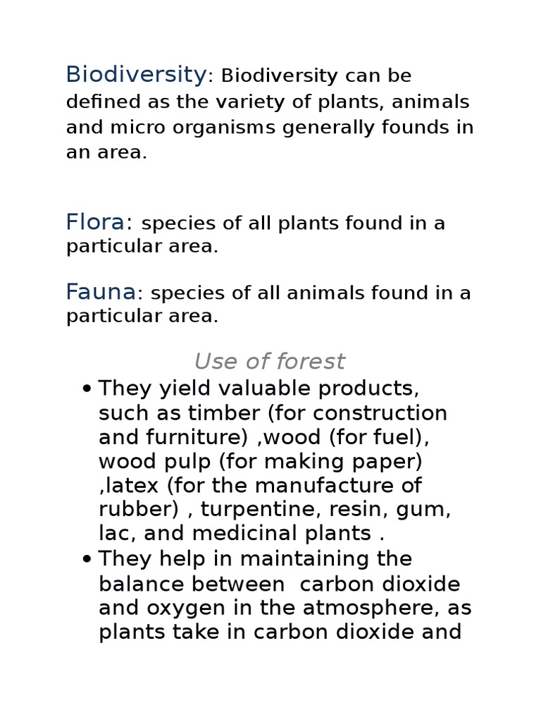 Biodiversity: Use of Forest | PDF