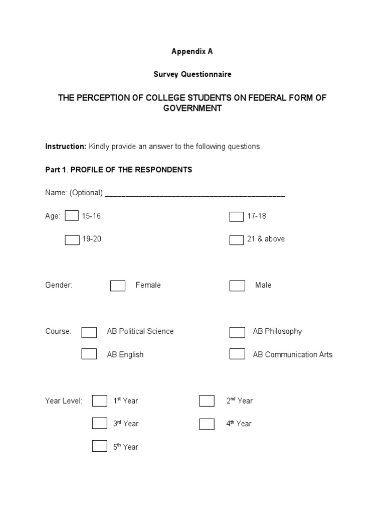 Survey Questionnaire | PDF | Social Science