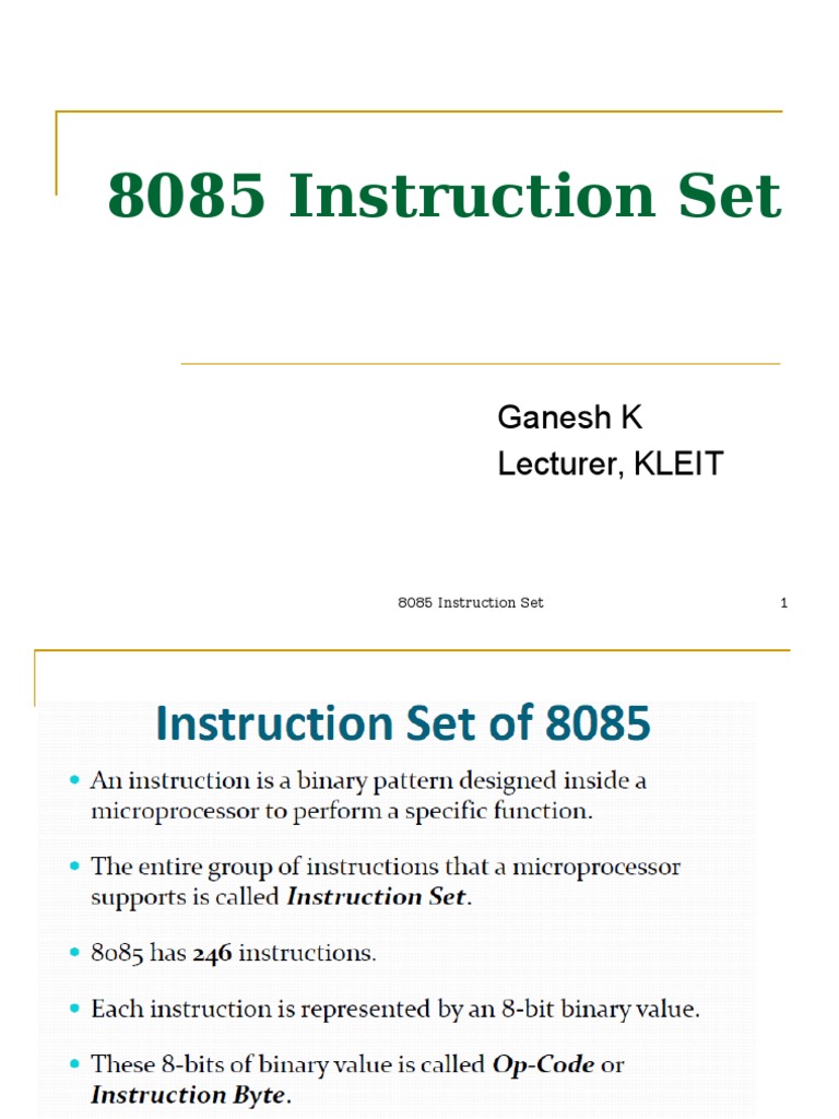 8085 Instruction Set | PDF | Office Equipment | Central Processing Unit 8085 Instruction Set | PDF | Office Equipment | Central Processing Unit