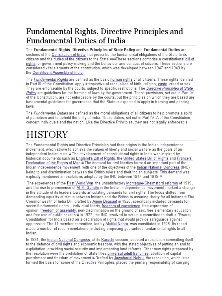 History: Fundamental Rights, Directive Principles and Fundamental ...