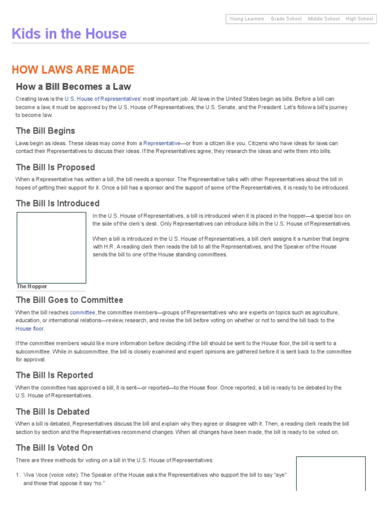 How A Bill Becomes A Law For Kids
