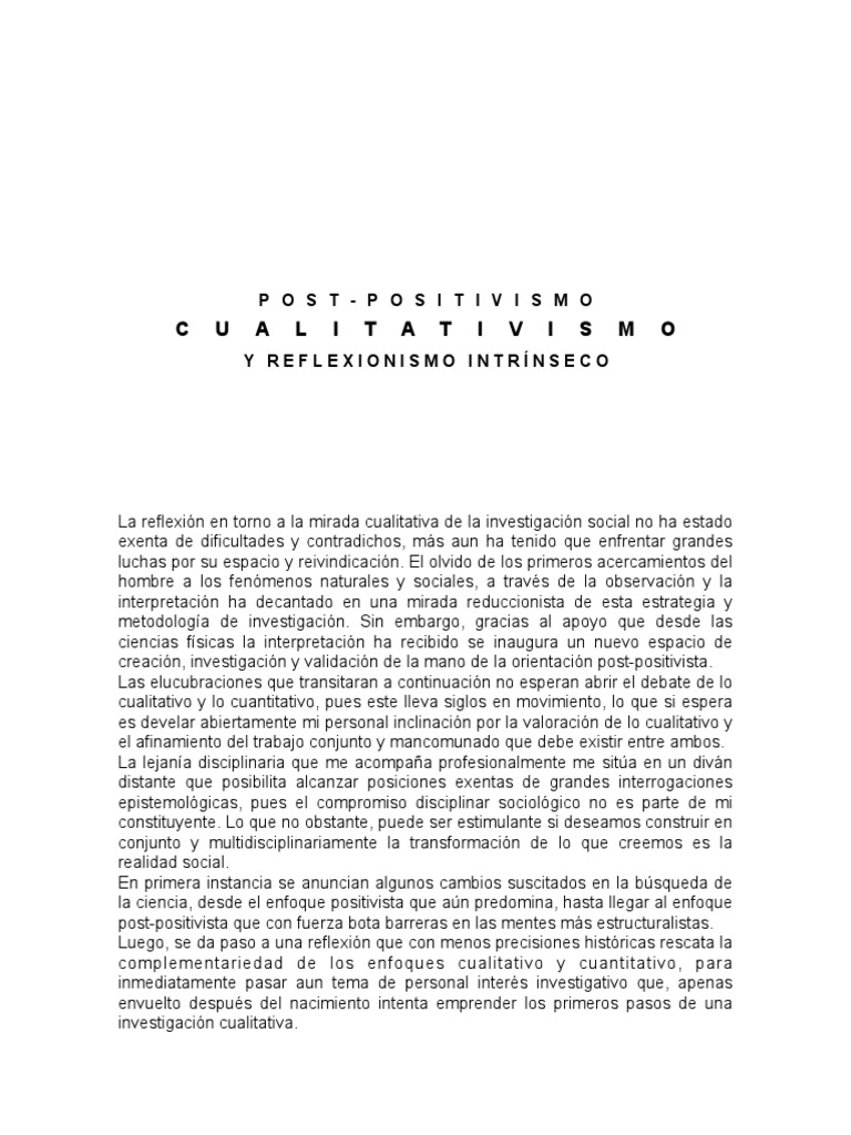 Post-Positivismo. Lo Cualitativo y Lo Cuantitavo | PDF | Science ...