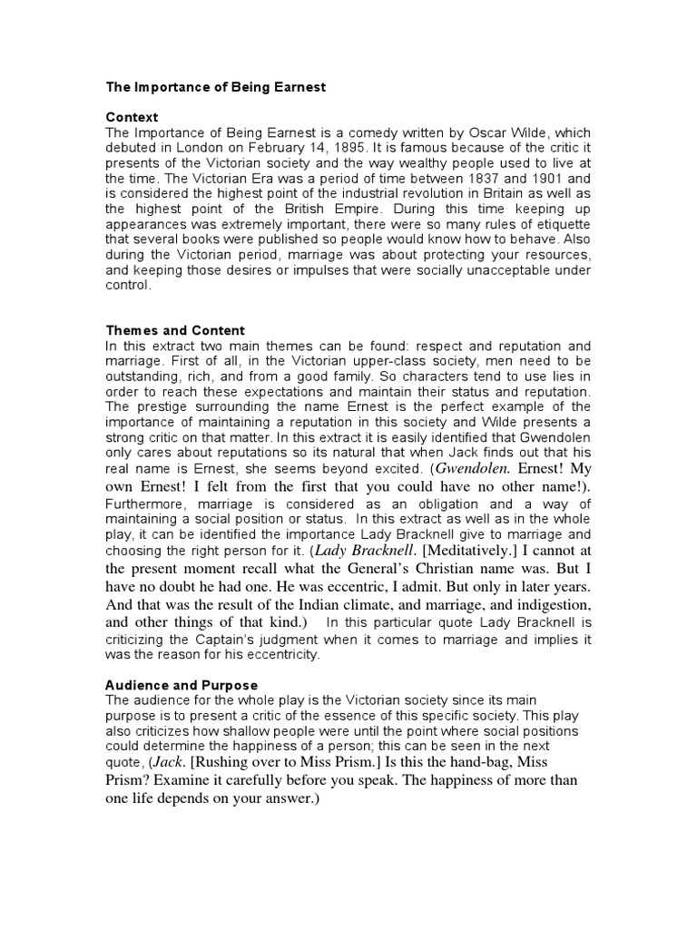 The Importance of Being Earnest | PDF | The Importance Of Being Earnest ...