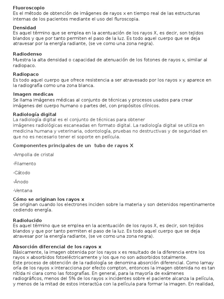 Cuestionario Imagenologia | PDF | Rayo X | Imagenes medicas