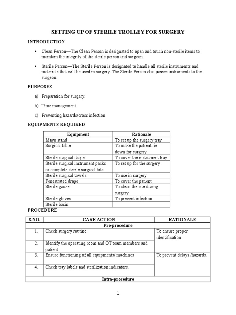 Setting Sterile Tray For Surgery | PDF | Surgery | Medicine