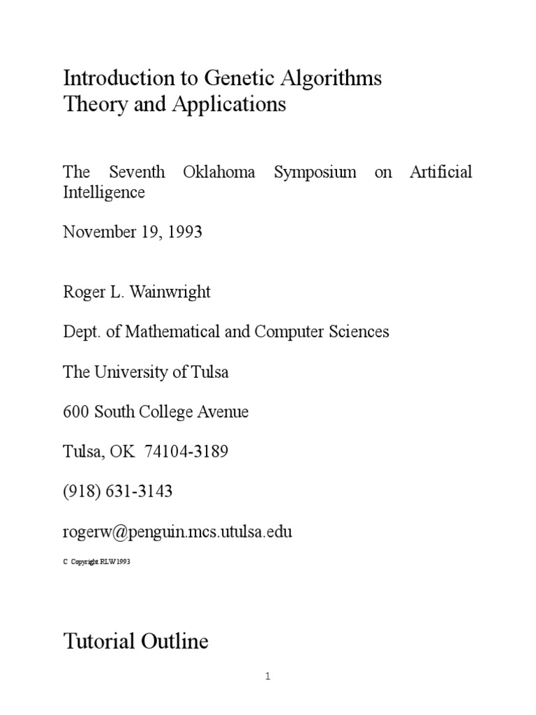 Introduction To Genetic Algorithms Theory and Applications | PDF ...