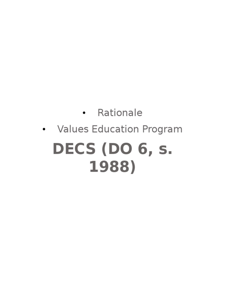 DECS Values Framework | PDF | Value (Ethics) | Curriculum