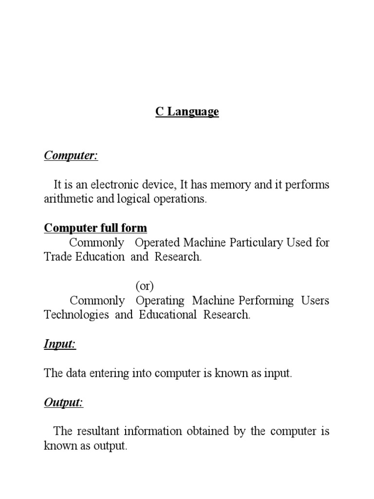 Basics of C Programming Language | PDF | C (Programming Language) | Data Type