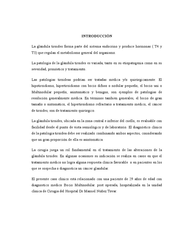 Cuidados de Enfermería en Bocio Multinodular | PDF | Tiroides | Hormona estimulante de la tiroides