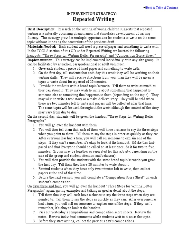 Strategy - Repeated Writing Strategy | PDF | Pedagogy | Behavioural ...
