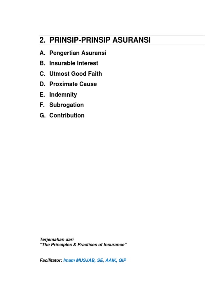 Prinsip Prinsip Asuransi | PDF | Hukum
