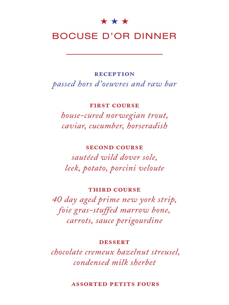 Barclay Prime Bocuse D'or Menu | PDF | Food And Drink | Cooking