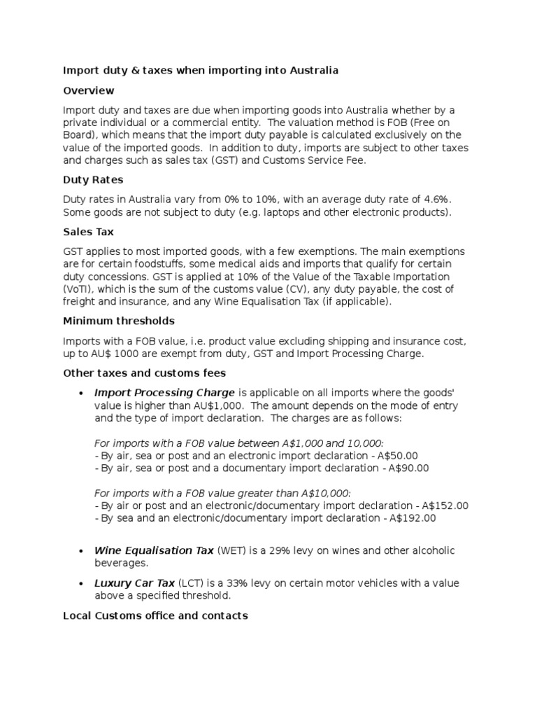 Import To Australia | PDF | Value Added Tax | Invoice