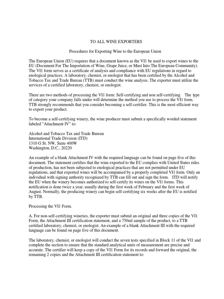 Procedures for Exporting Wine to the European Union: A Comprehensive ...